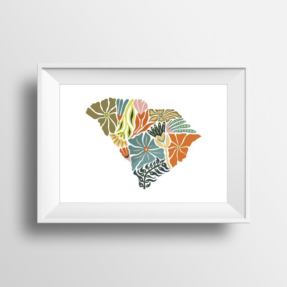 South Carolina Flower Art Print SC Print SC Wall Art - Etsy