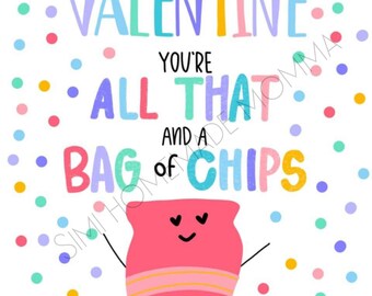 Valentine's Day Chip Bags Printable Instant Download Snack Bag Best ...