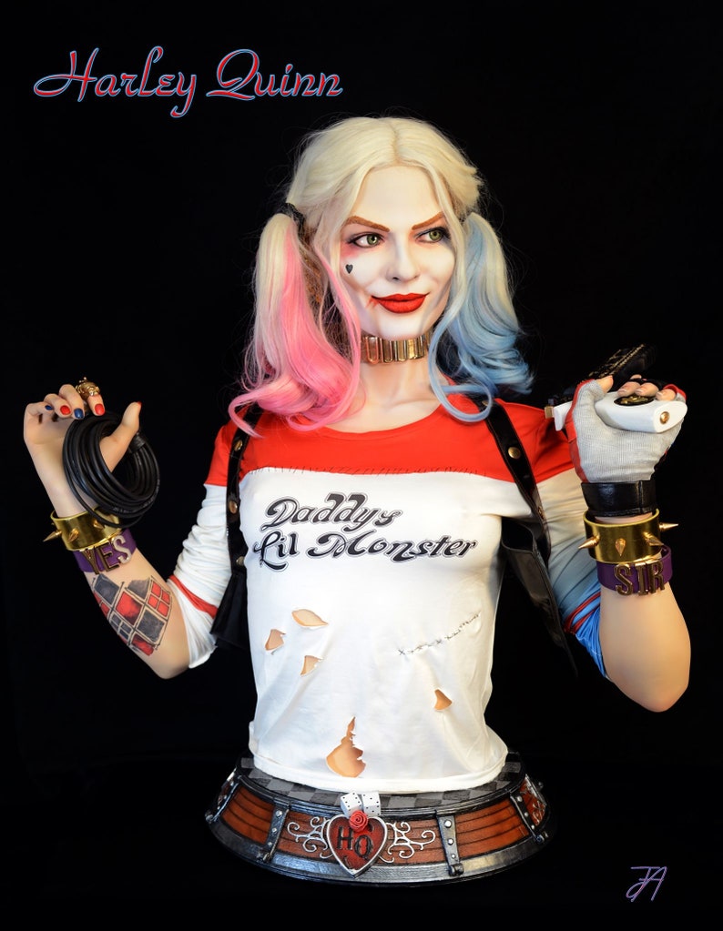 Harley Quinn 3D PRINT Bust Statue. up to Real Life Scale. EXCLUSIVE ...