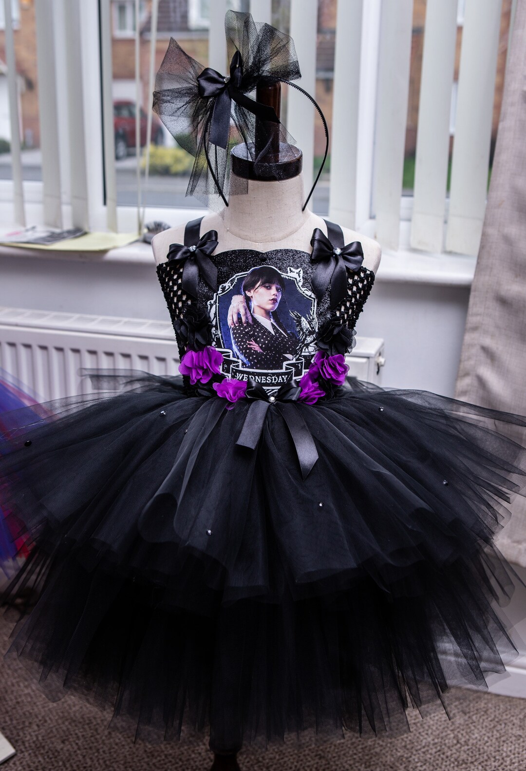 Girls WEDNESDAY ADAMS Tutu Dress/halloween/party Dress - Etsy