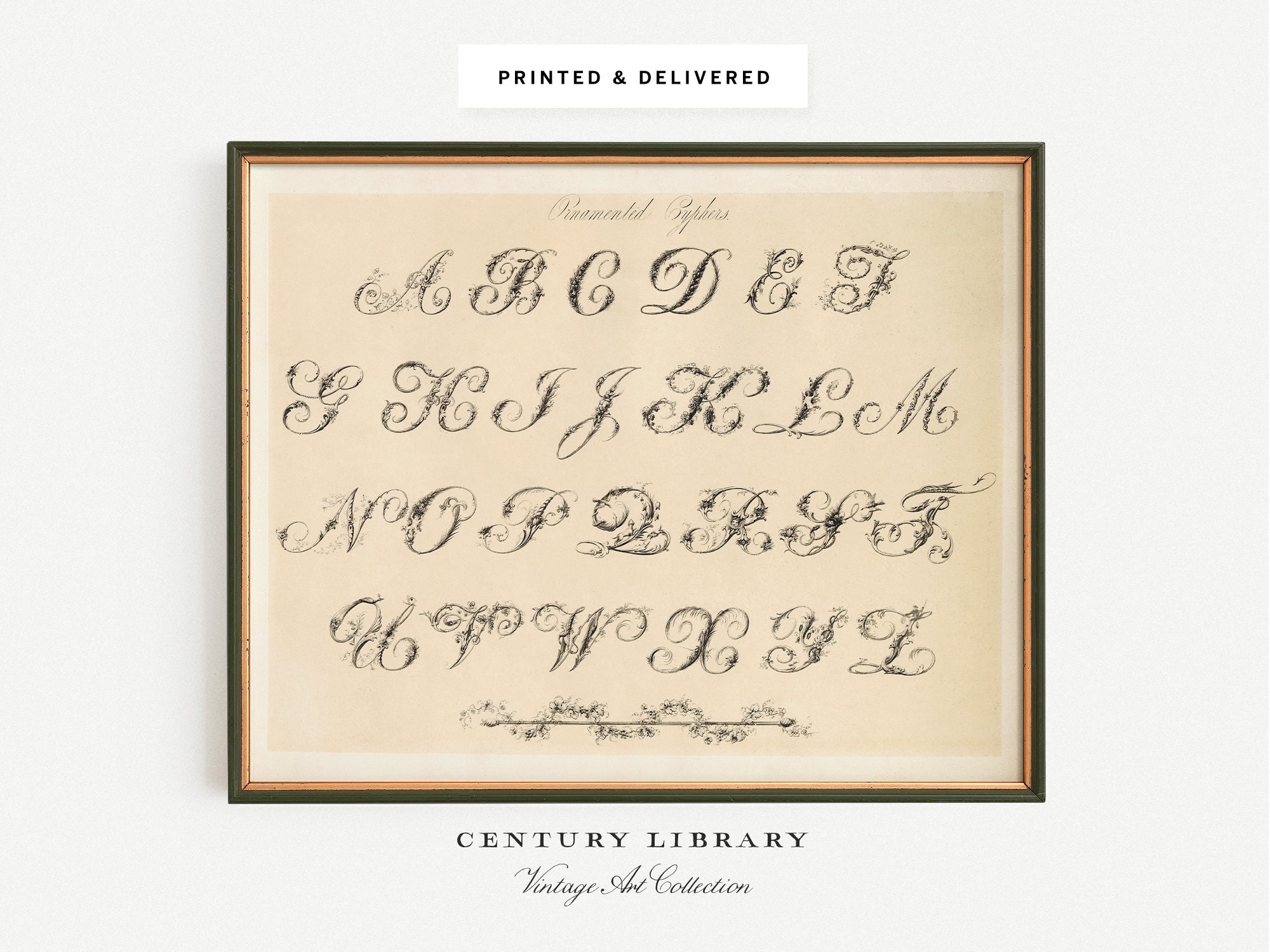 Antique Typography Wall Art Print, Cursive Lettering Artwork, Great ...