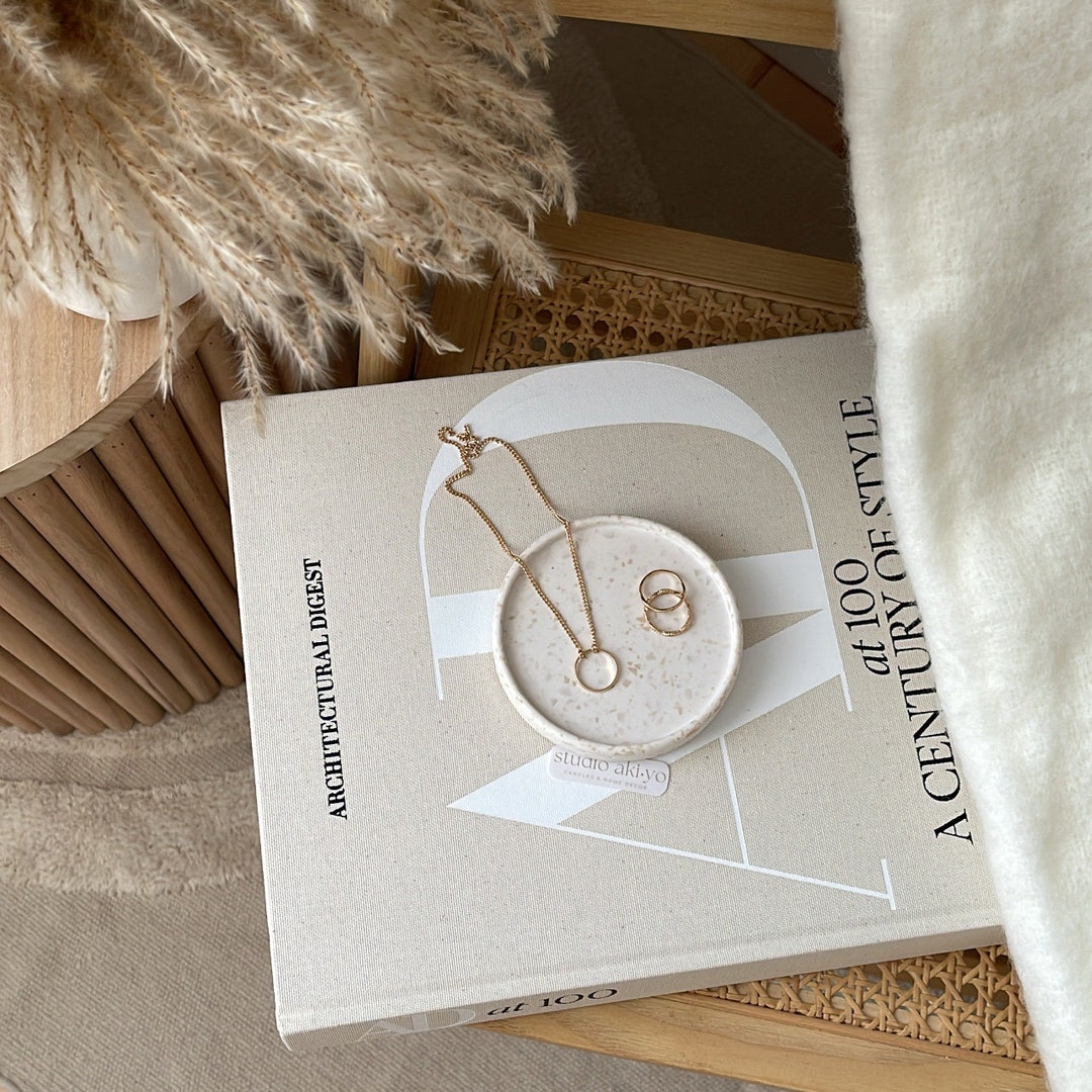 Round Terrazzo Trinket Tray | Coffee Table Tray | Aesthetic Jewelry ...