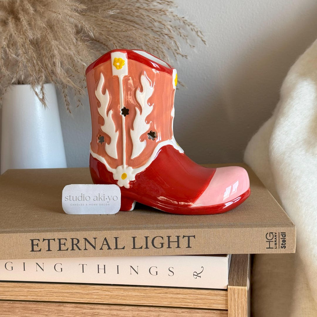 Cowboy Boot Ceramic Wax Melt Burner | Pastel Aesthetic Cowgirl Home ...