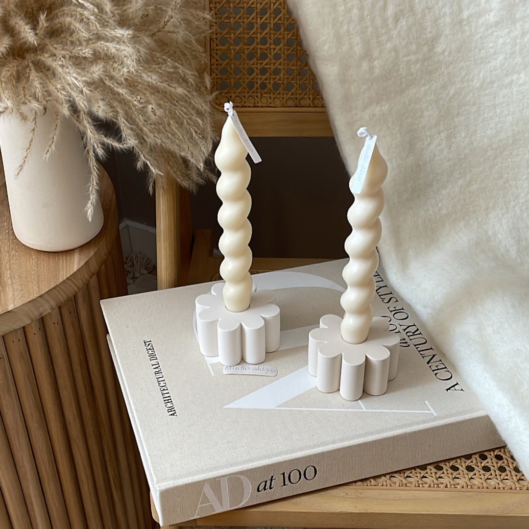 Thick Daisy Flower Candlestick Holder Dinner Candle Holder Trendy ...