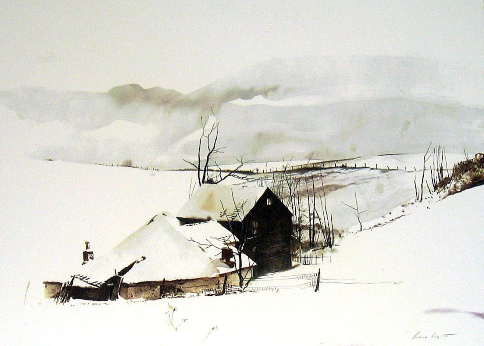 Andrew Wyeth Winter Landscape Painting Print Textured Photo - Etsy