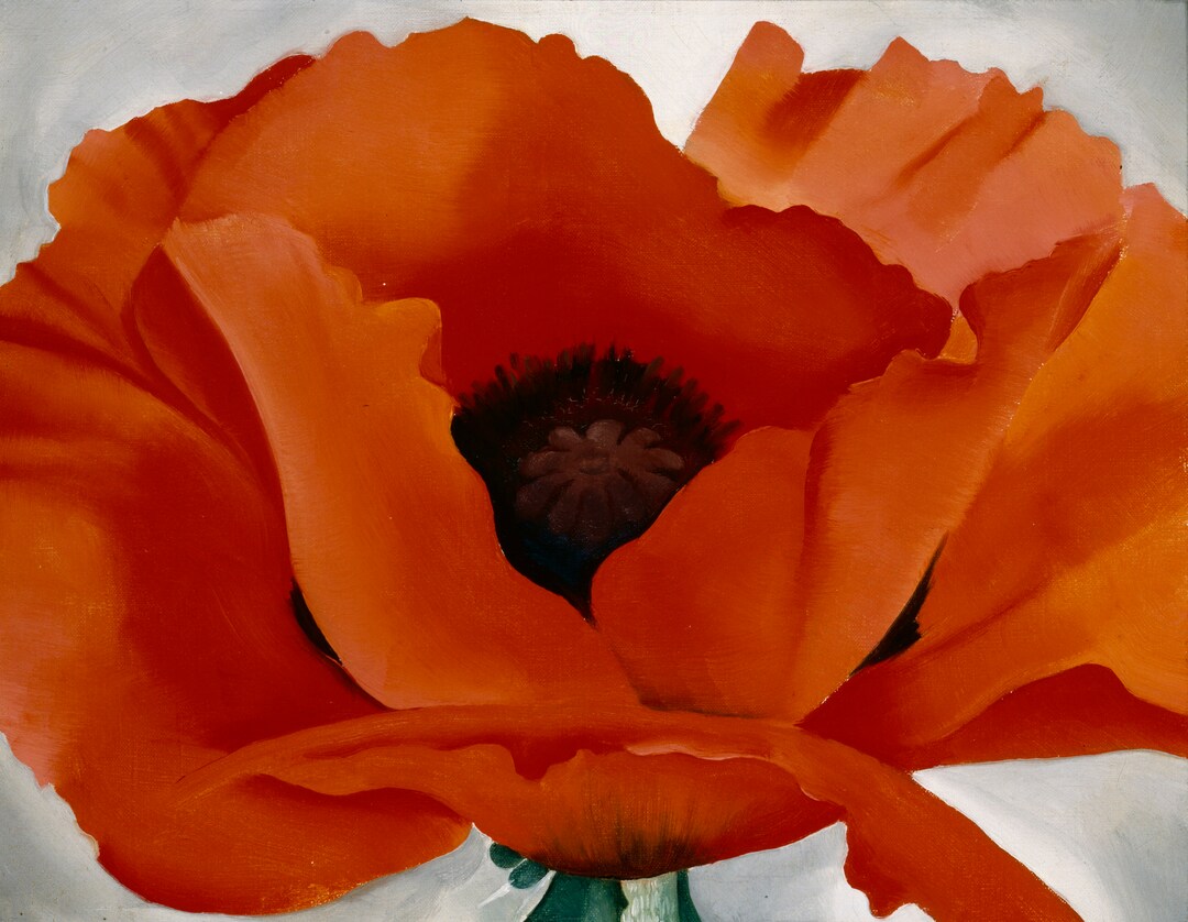 Georgia Okeeffe, Red Poppy Painting Poster Canvas Print Textured Photo ...