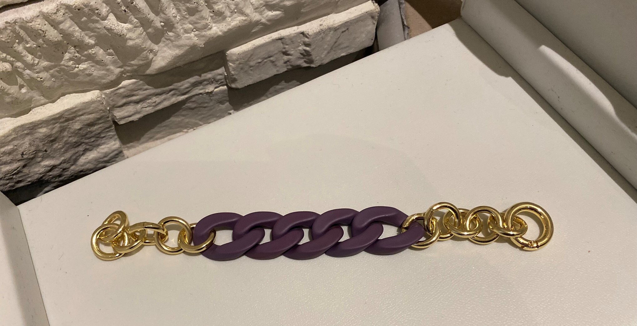 Chunky Mesh Bracelet in Acrylic and Gold Forçat Chain - Etsy