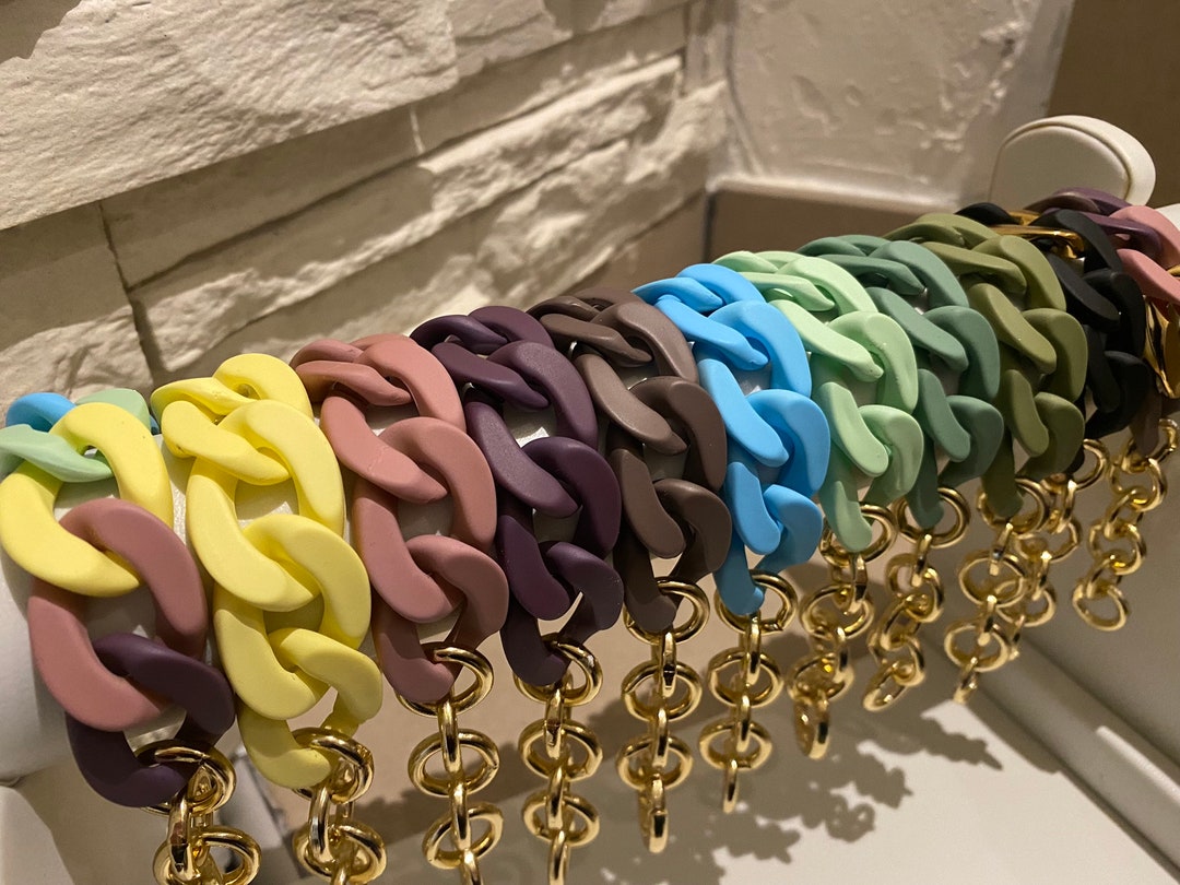 Chunky Mesh Bracelet in Acrylic and Gold Forçat Chain - Etsy