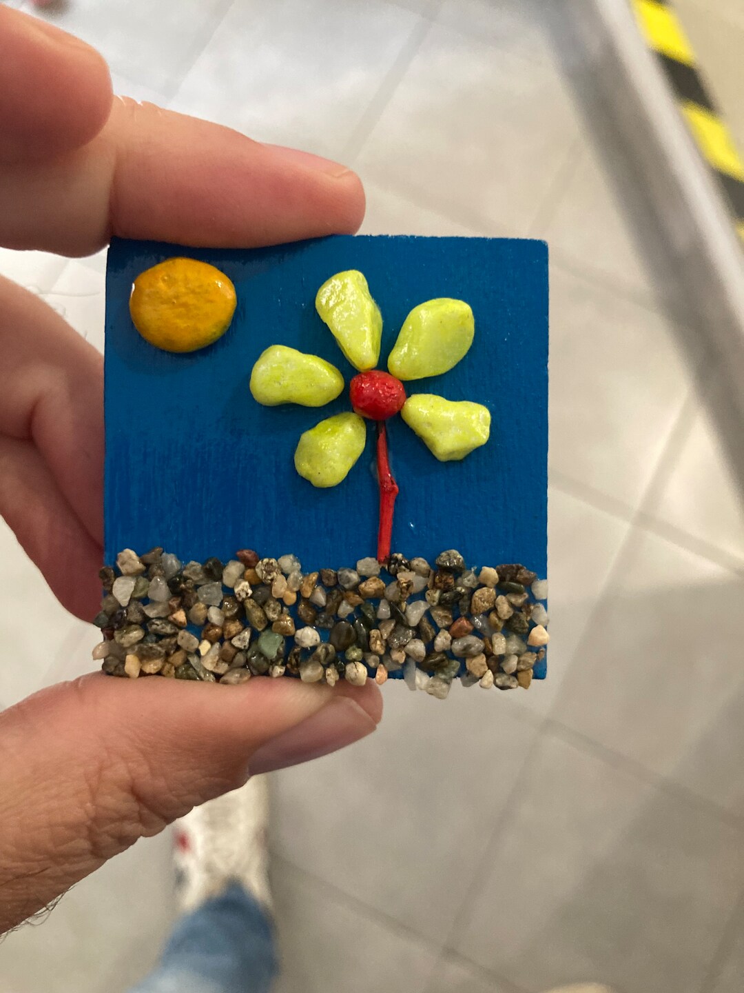 Hand-painted Magnet With Landscape on Base. Magnet Created With Stones ...