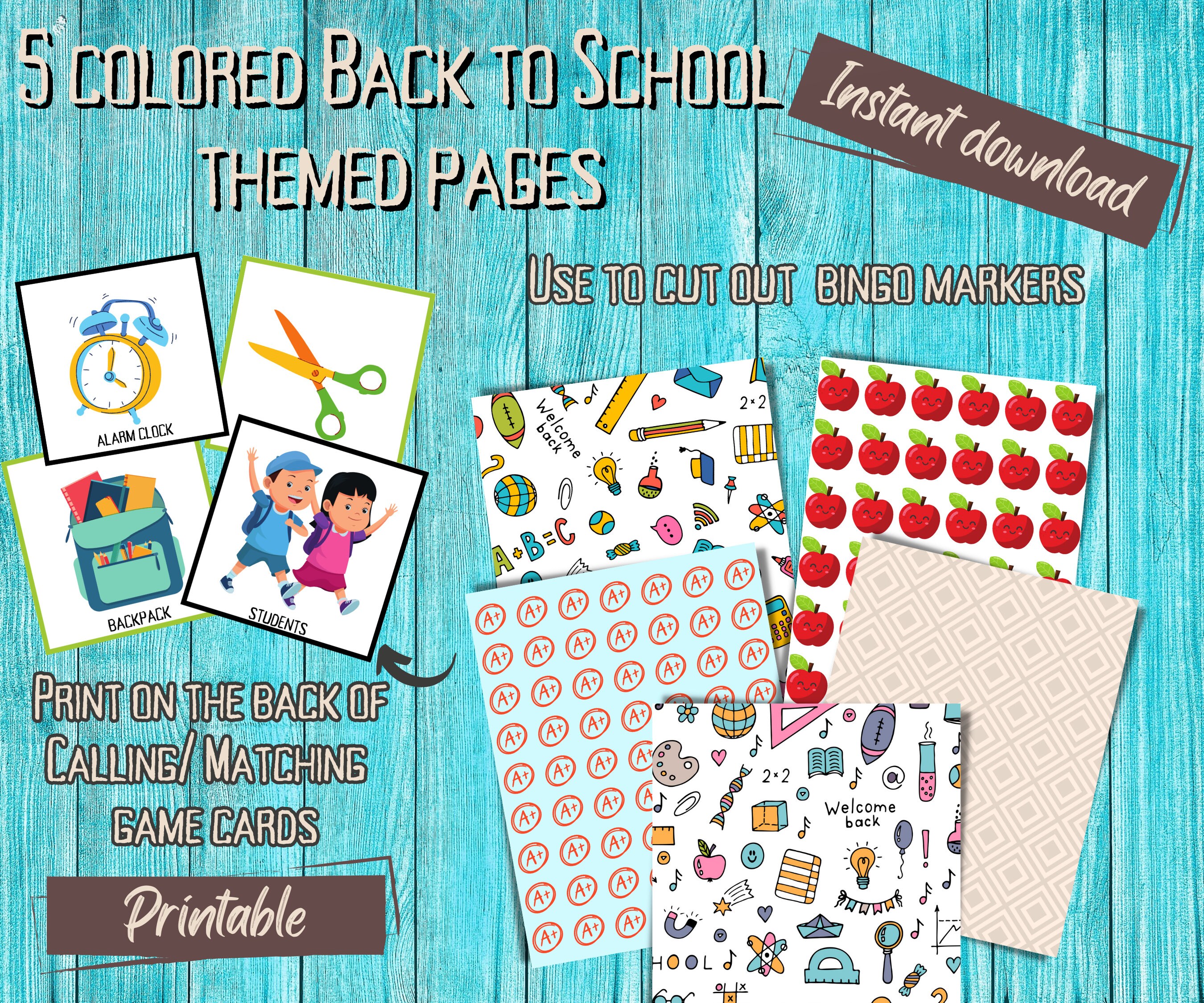 Back to School Bingo Game HALF Page Printable, School Matching Game ...