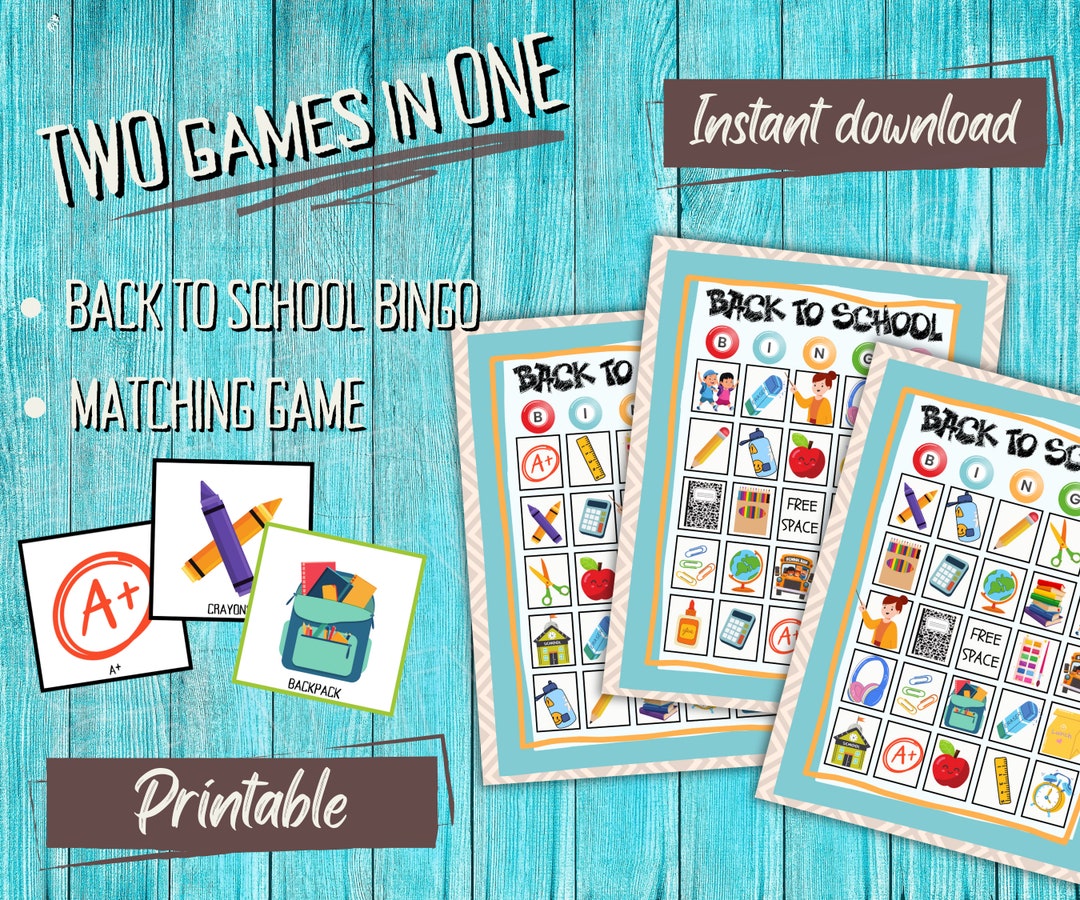 Back to School Bingo Game HALF Page Printable, School Matching Game ...