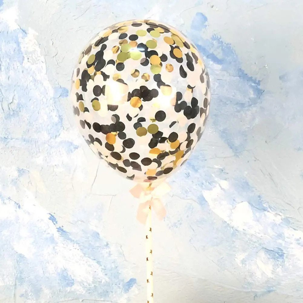 Black Happy Birthday Balloon Banner, With Foil Balloons, Confetti ...