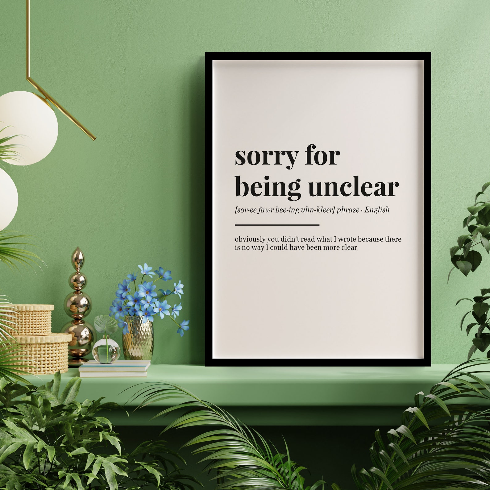 Sorry for Being Unclear Wall Decor Funny Home Print Office Art ...