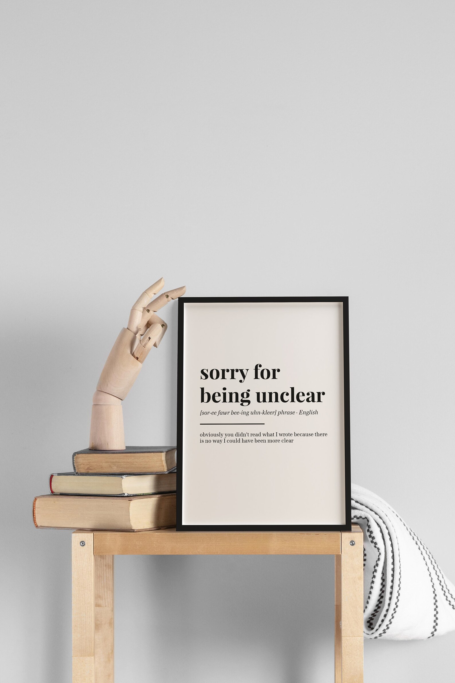 Sorry for Being Unclear Wall Decor Funny Home Print Office Art ...