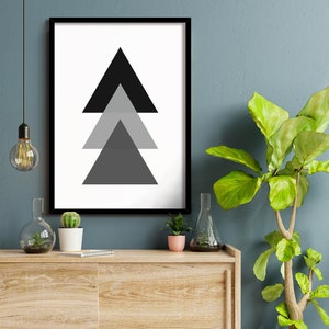 Abstract Triangles Art Print Wall Decor A6, A5, A4, A3 Sizes Funny ...