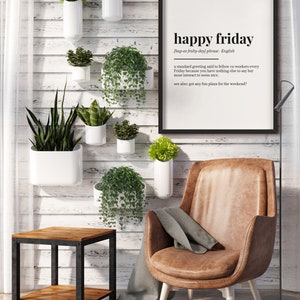Happy Friday - Wall Decor - Funny Home Print - Office Art - Definition ...