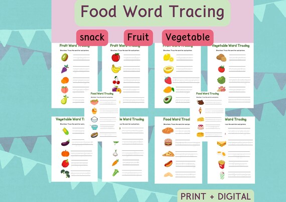 10 Printable Food Letter Sounds Worksheets Trace the Letter - Etsy