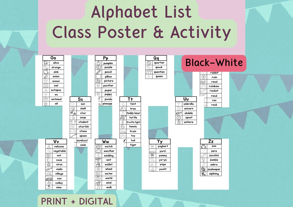 25 Printable Alphabet Posters, Coloring Activity & Worksheets ...