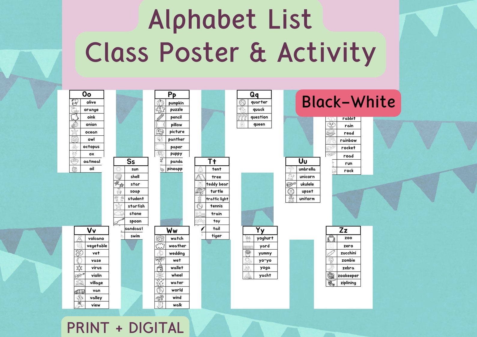 25 Printable Alphabet Posters, Coloring Activity & Worksheets ...