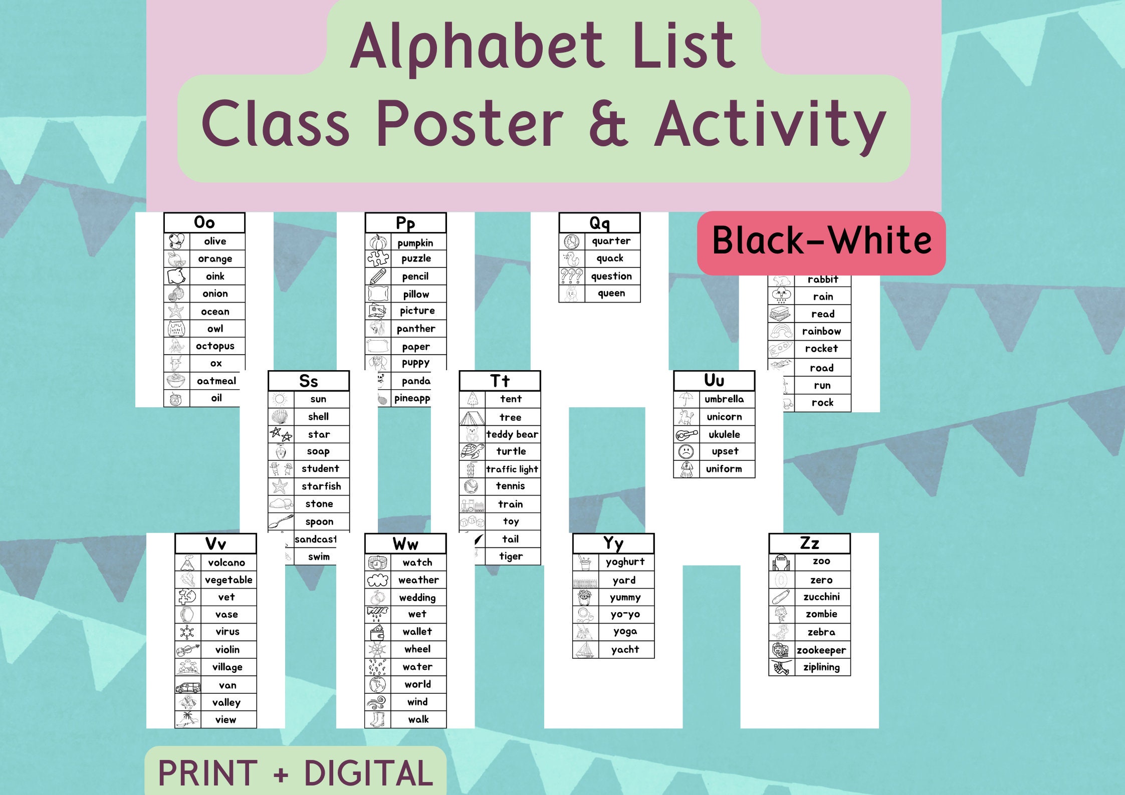 25 Printable Alphabet Posters, Coloring Activity & Worksheets ...