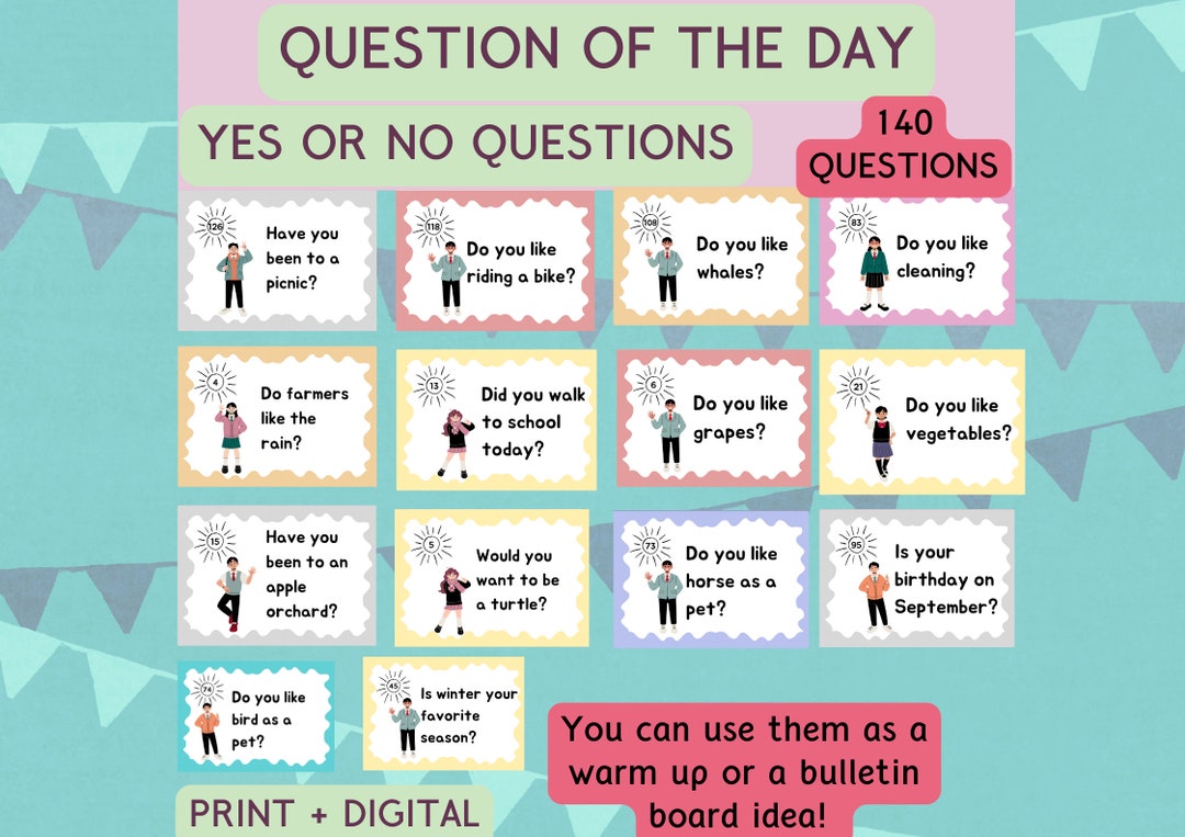 Question of the Day - Yes No Printable Cards (digital Download) - Etsy