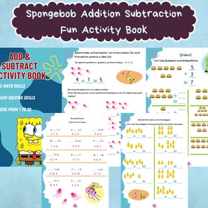 Spongebob Addition Subtraction Activity Book Fun Basic Math Worksheet ...