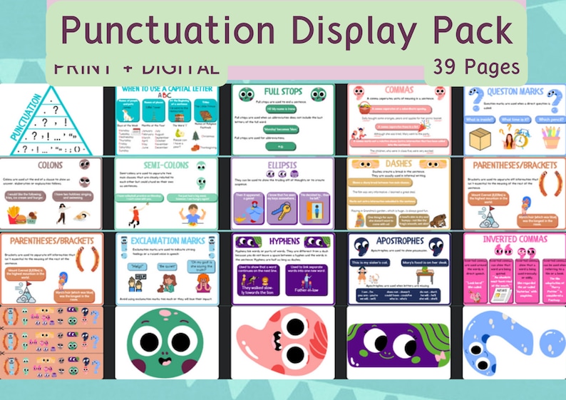 Punctuation Display Pack, Letter and Sounds, English Education ...