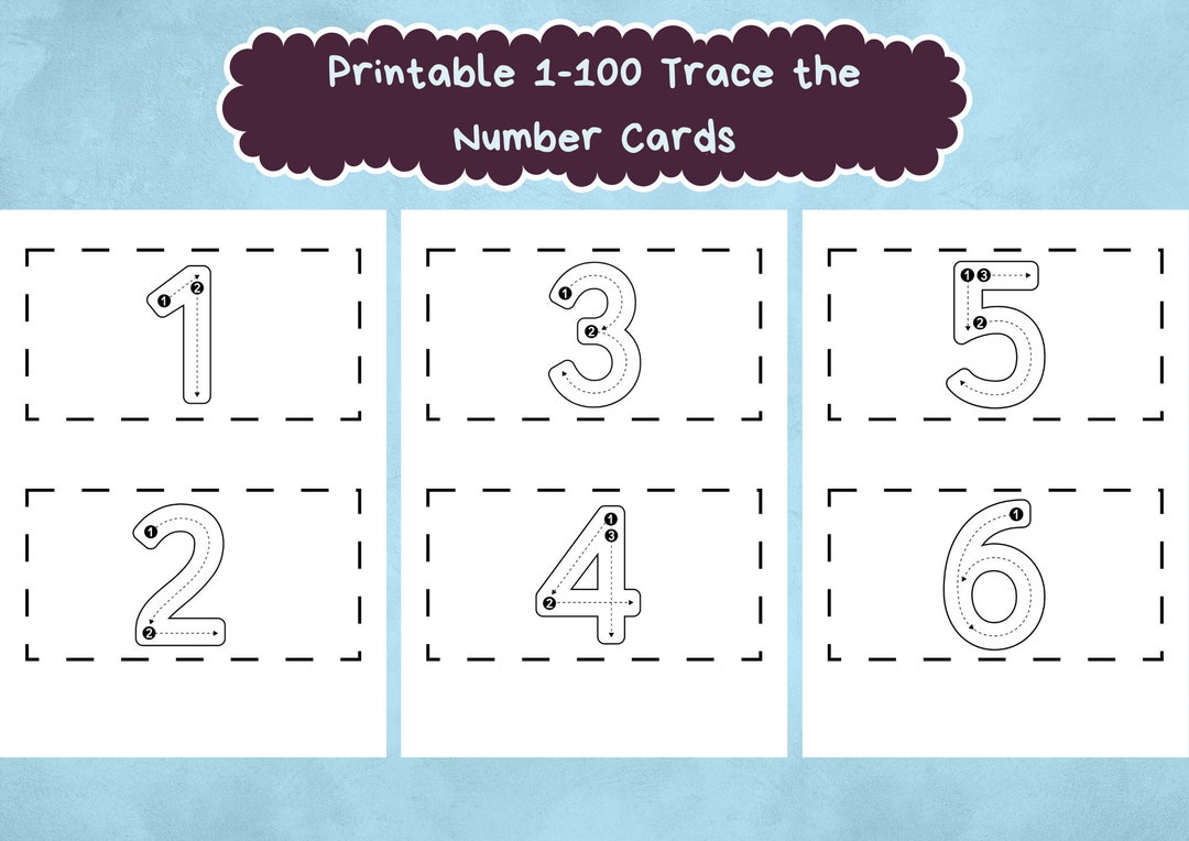 Trace the Number Cards 1-100, Writing Worksheet for Preschool ...