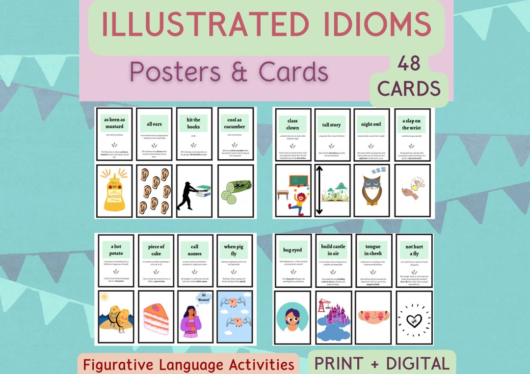 IDIOMS Figurative Language Activities Cards & Posters Print + Digital ...