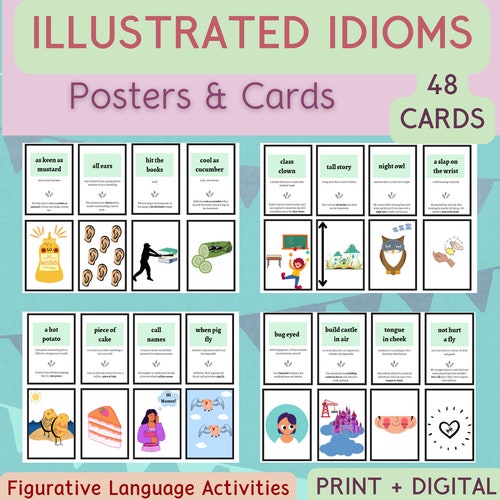 IDIOMS Figurative Language Activities Cards & Posters Print - Etsy