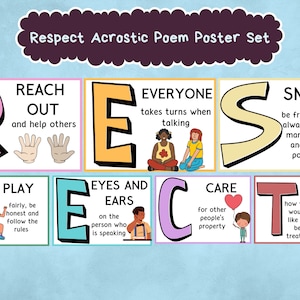 Respect Acrostic Poem Poster Set | Classroom Decor | Fun | Printables ...