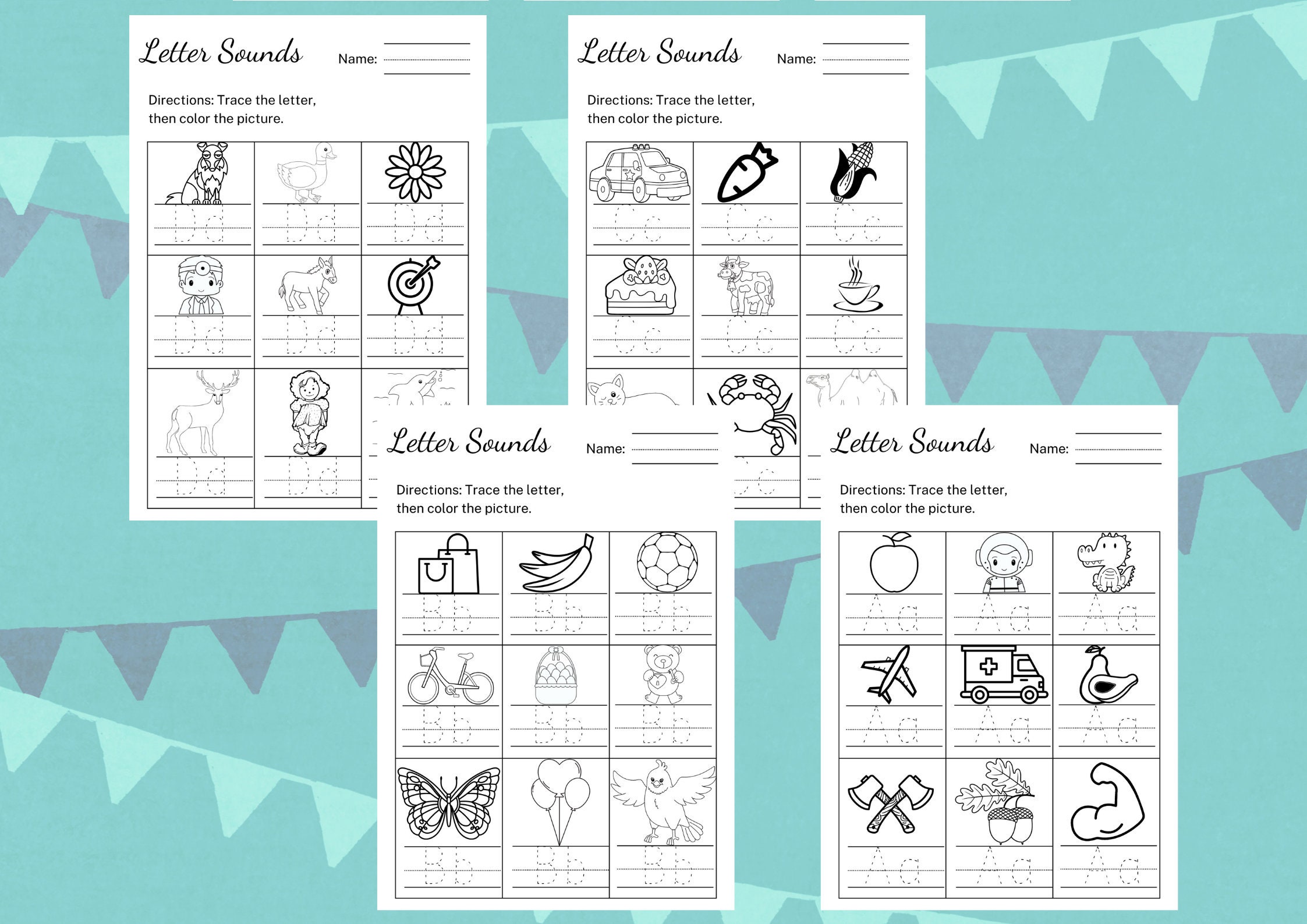 26 Printable Alphabet Letter Sounds Worksheets, Trace the Letter ...