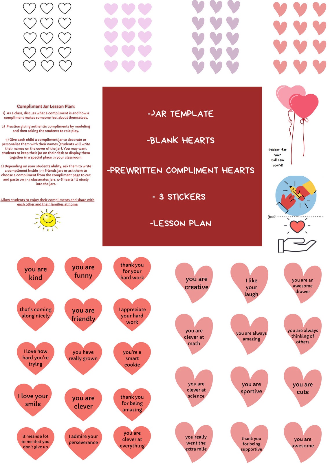 Valentines Day Craft | Compliment Jar | Printable Bulletin Board Idea ...