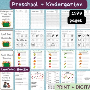 Preschool Pre-k + Kindergarten Learning Bundle, 1500+ Page, Activity ...