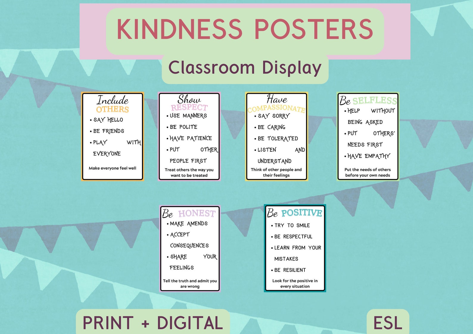 Kindness Posters, Classroom Decor, Life Skills (printable) - Etsy