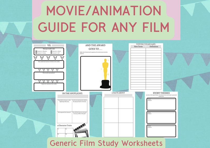 Movie Guide Project for ANY Movie Generic Film Study Worksheets, ESL ...