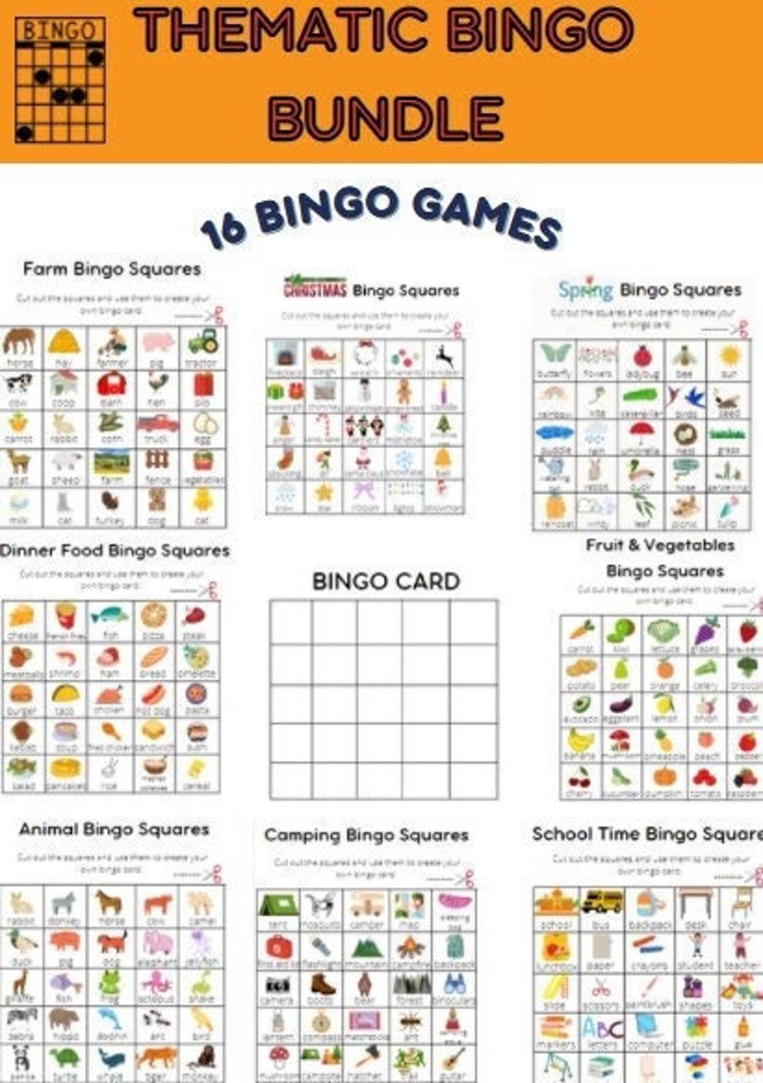 Printable Bingo Bundle, Thematic Bingo Packs, Seasons, Special Days ...