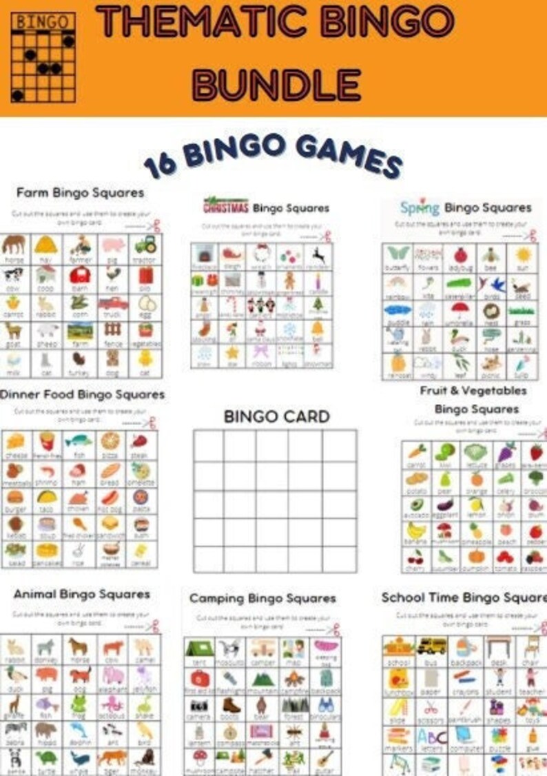 Printable Bingo Bundle, Thematic Bingo Packs, Seasons, Special Days ...