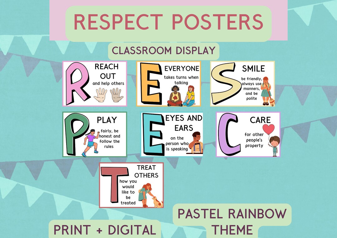 Respect Acrostic Poem Poster Set Classroom Decor Fun Stuff - Etsy