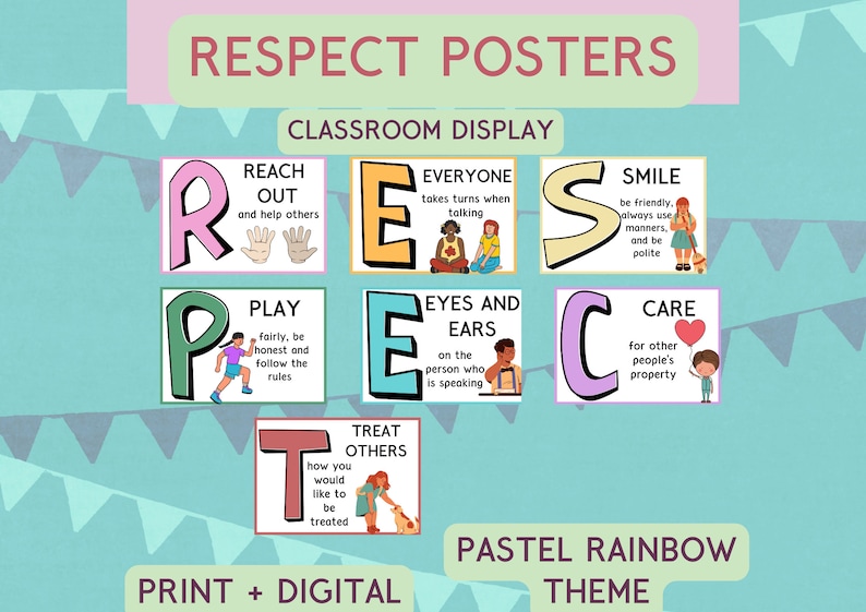Respect Acrostic Poem Poster Set Classroom Decor Fun Stuff - Etsy