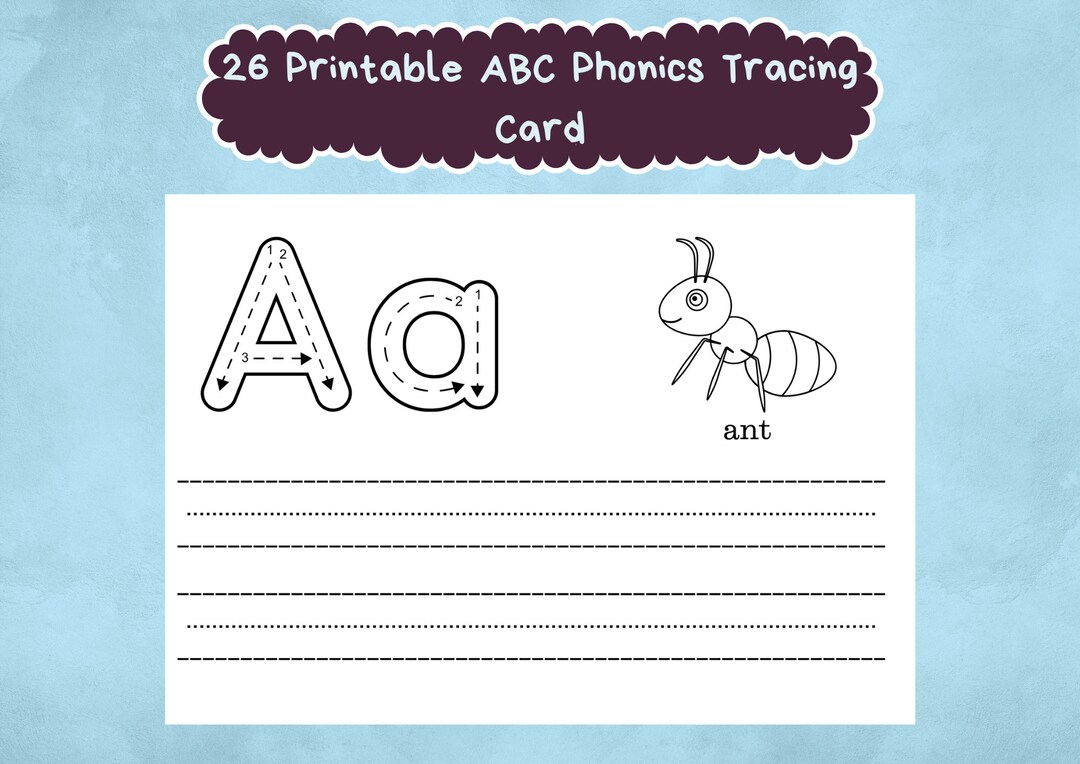 26 ABC Phonics Tracing Worksheets, Preschool - Kindergarten Handwriting ...