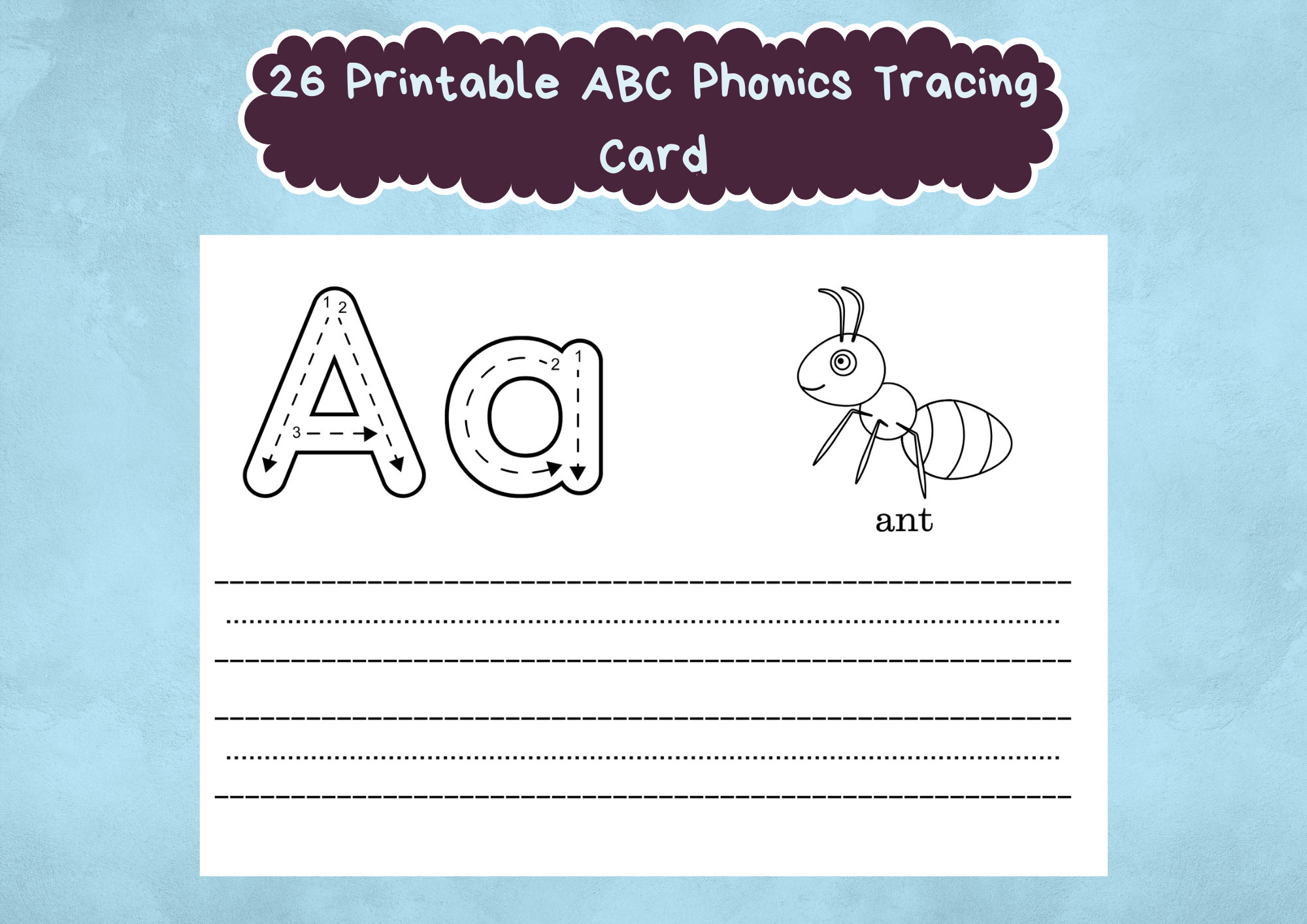 26 ABC Phonics Tracing Worksheets, Preschool - Kindergarten Handwriting ...