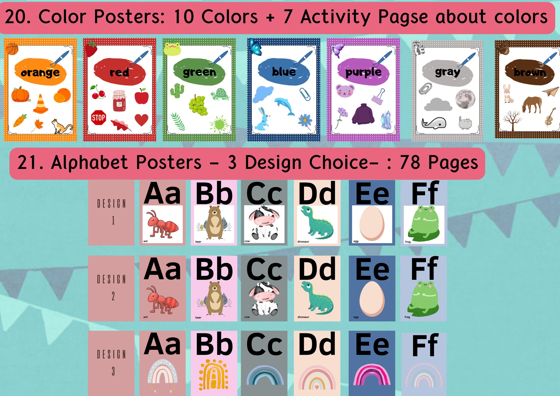 Alphabet Reading Writing Letter & Sounds Learning Poster - Etsy