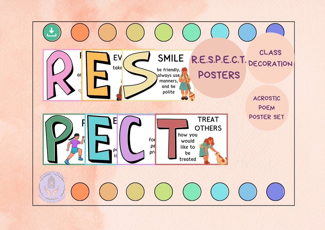 Respect Acrostic Poem Poster Set Classroom Decor Fun Printables ...