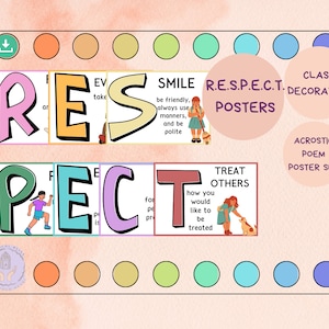Respect Acrostic Poem Poster Set Classroom Decor Fun Printables ...