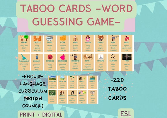 Taboo Game Cards Printable