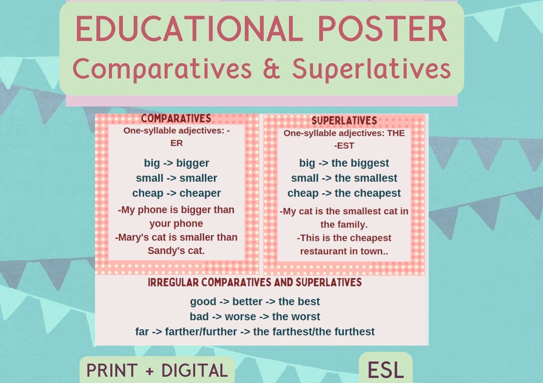 Educational Posters, Worksheet, School Printables, Comparatives ...