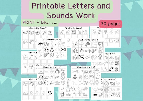 30 Printable Letters and Sounds Work Mats/ Worksheets. - Etsy
