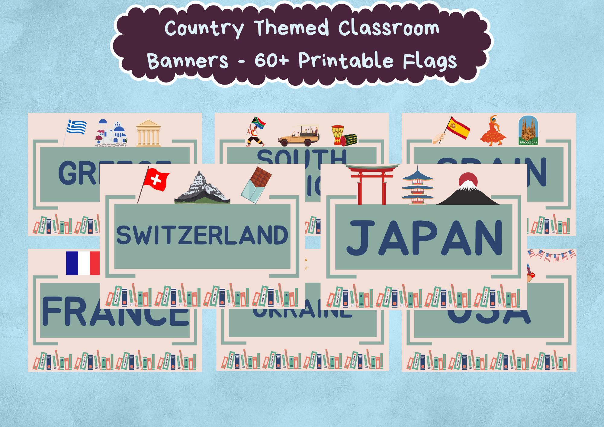 Country Flags Classroom Banner – World Culture Decor (printable) - Etsy