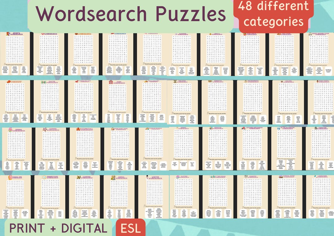 Giant Vocabulary Pack, Bundle, Word Search Puzzle Worksheet Activity ...